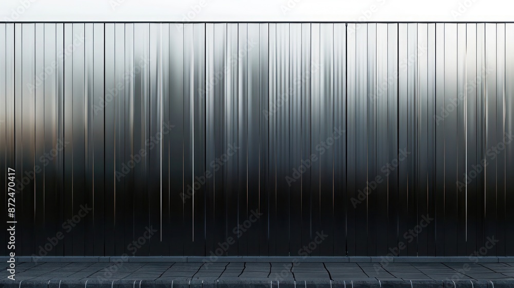 sleek, modern fence with thin metal panels, each featuring a gradient ...