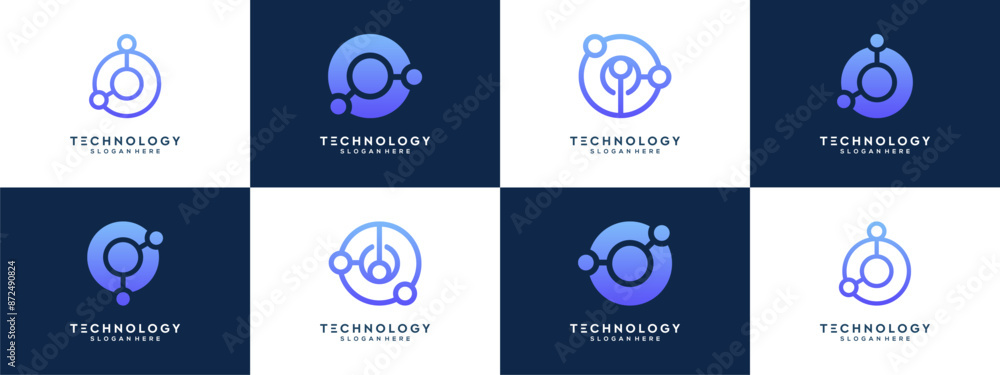 Circular connection technology logo vector collection. Abstract ...