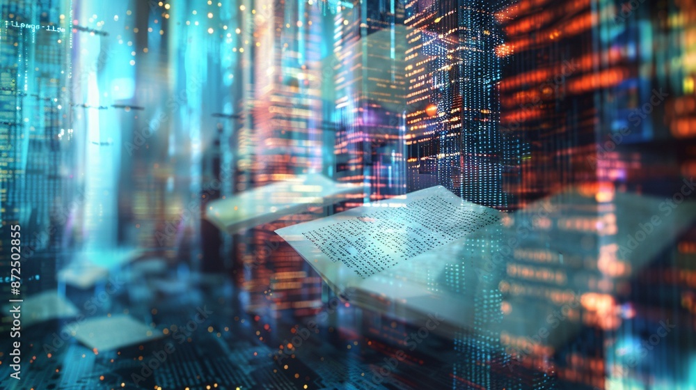 Visual representation of AI-powered document analysis with neural ...