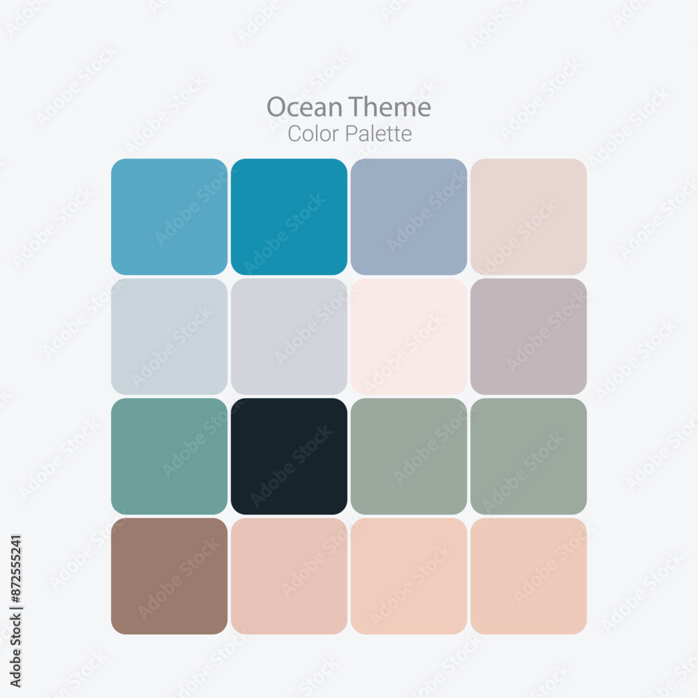 Ocean Blue Color Palette, Blue Color Code Guide Palette. blue ocean ...