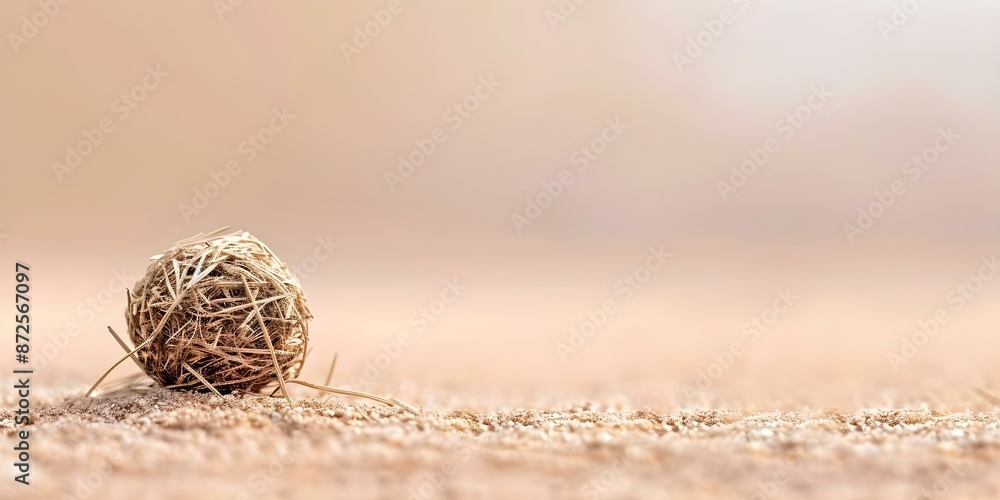Authentic representation of a dry tumbleweed ball with brown dust ...