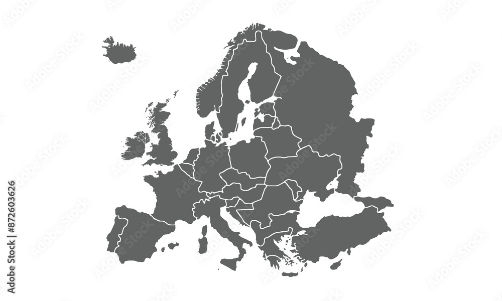 Map of Europe isolated on white background. for website layouts ...
