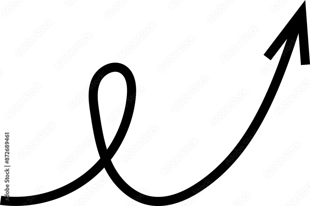 Spiral arrow doodle, wavy twist minimal squiggly line set. Curve comic ...