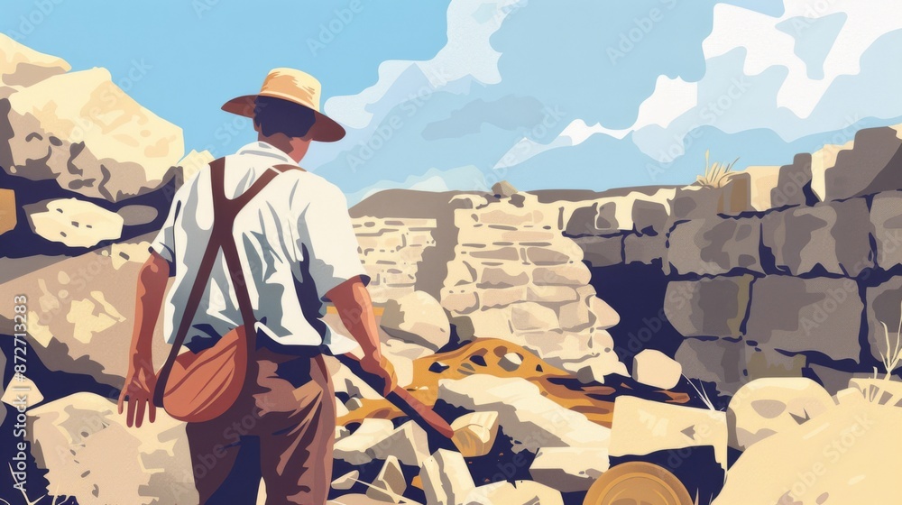 Archaeologist Day. An archaeologist searches for and excavates ancient ...