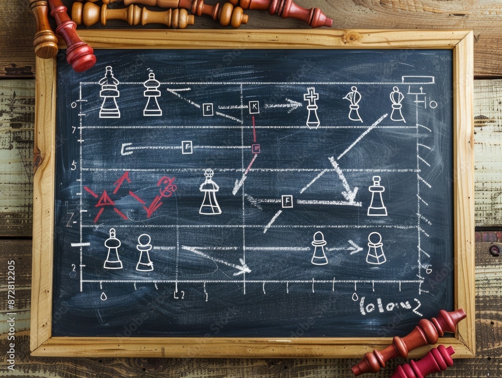 Strategic Business Game Plan on Chalkboard with Detailed Tactics and ...