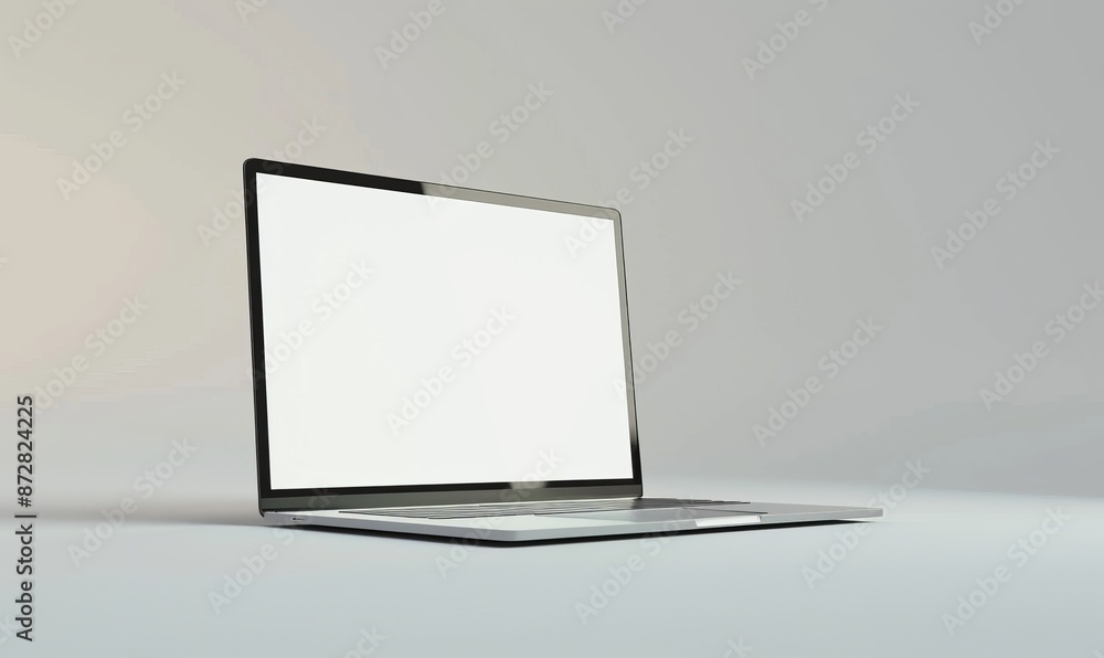 The mockup template shows a laptop computer on a transparent background ...
