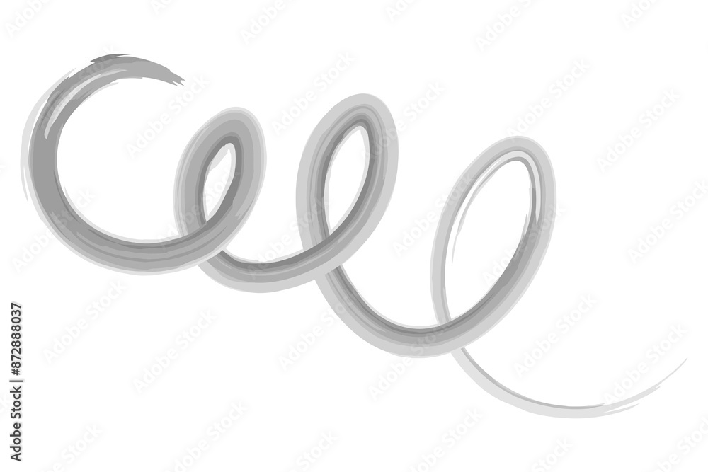 Curved metal spring. Sketch. Hand drawn watercolor sign. The wire is ...