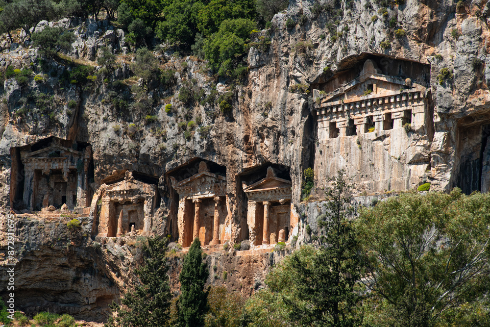 Fethiye King Tombs,carved into the rock tomb 4th century BC. The Lycian ...