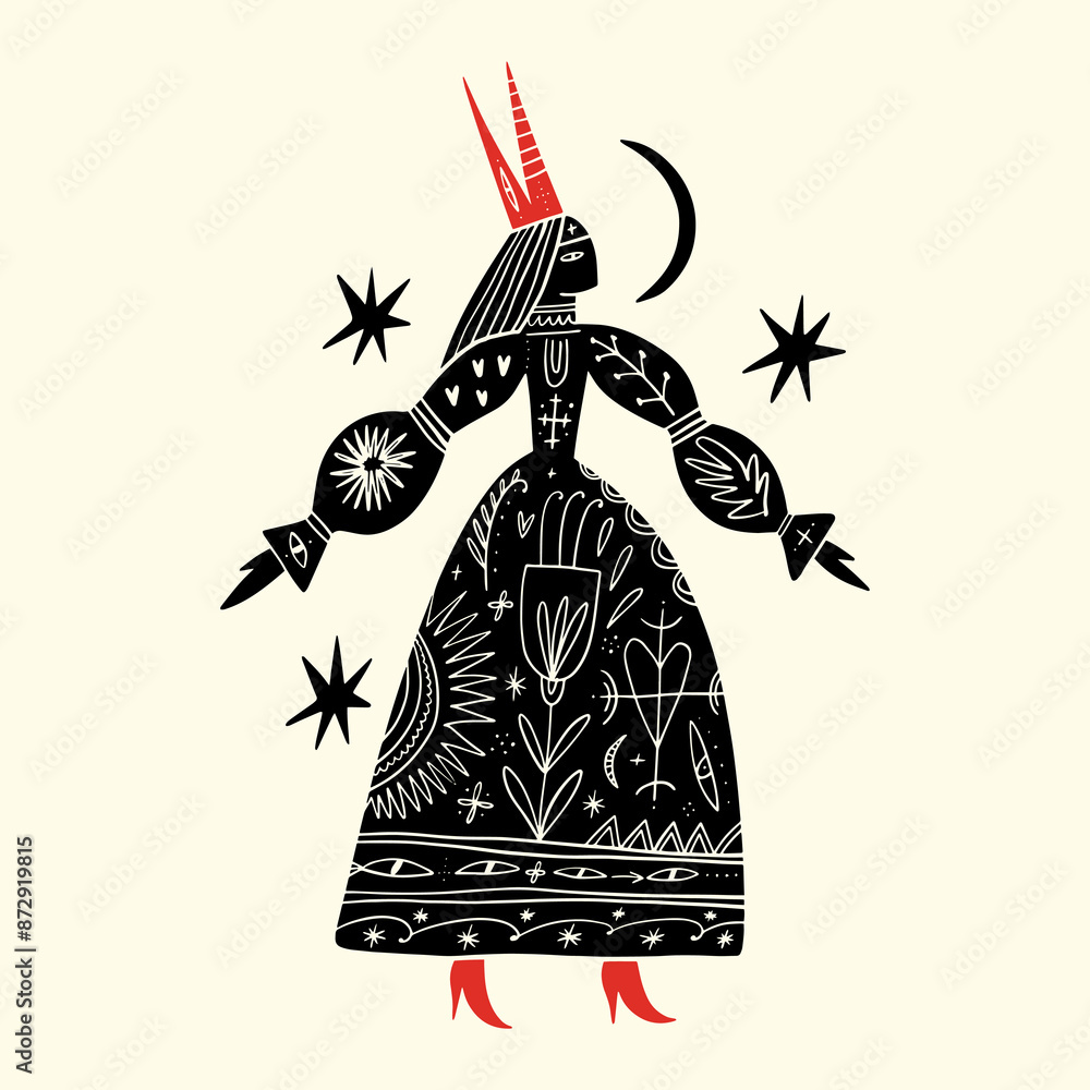 Pagan ritual fairytale princess girl dance slavic girl folk horned ...