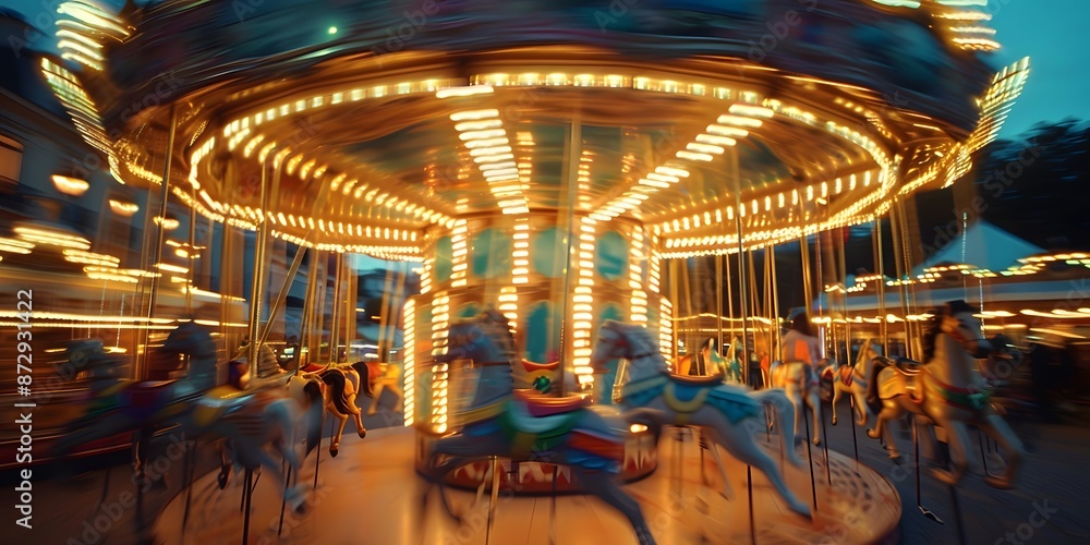 Enchanted Carousel Vibrant Blurs in Motion, Carousel art installation, Moving carousel ...