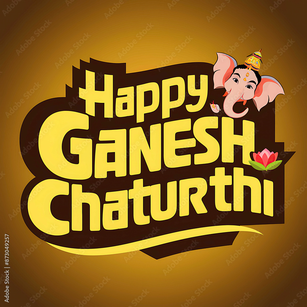 Happy Ganesh Chaturthi, Celebration, illustration of Lord Ganesha, Text ...