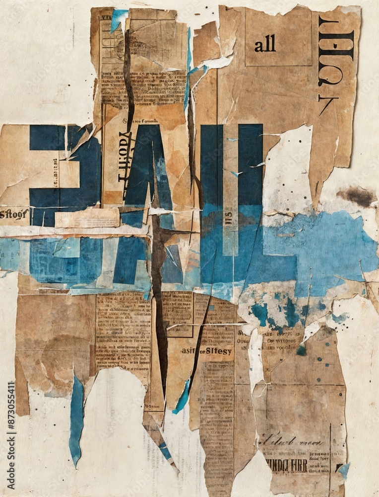 Ilustrace Minimalist cut and paste collage with brown paper texture. A ...