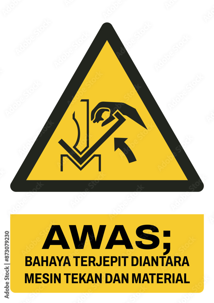 ISO warning safety signs in indonesian_awas; bahaya terjepit diantara ...