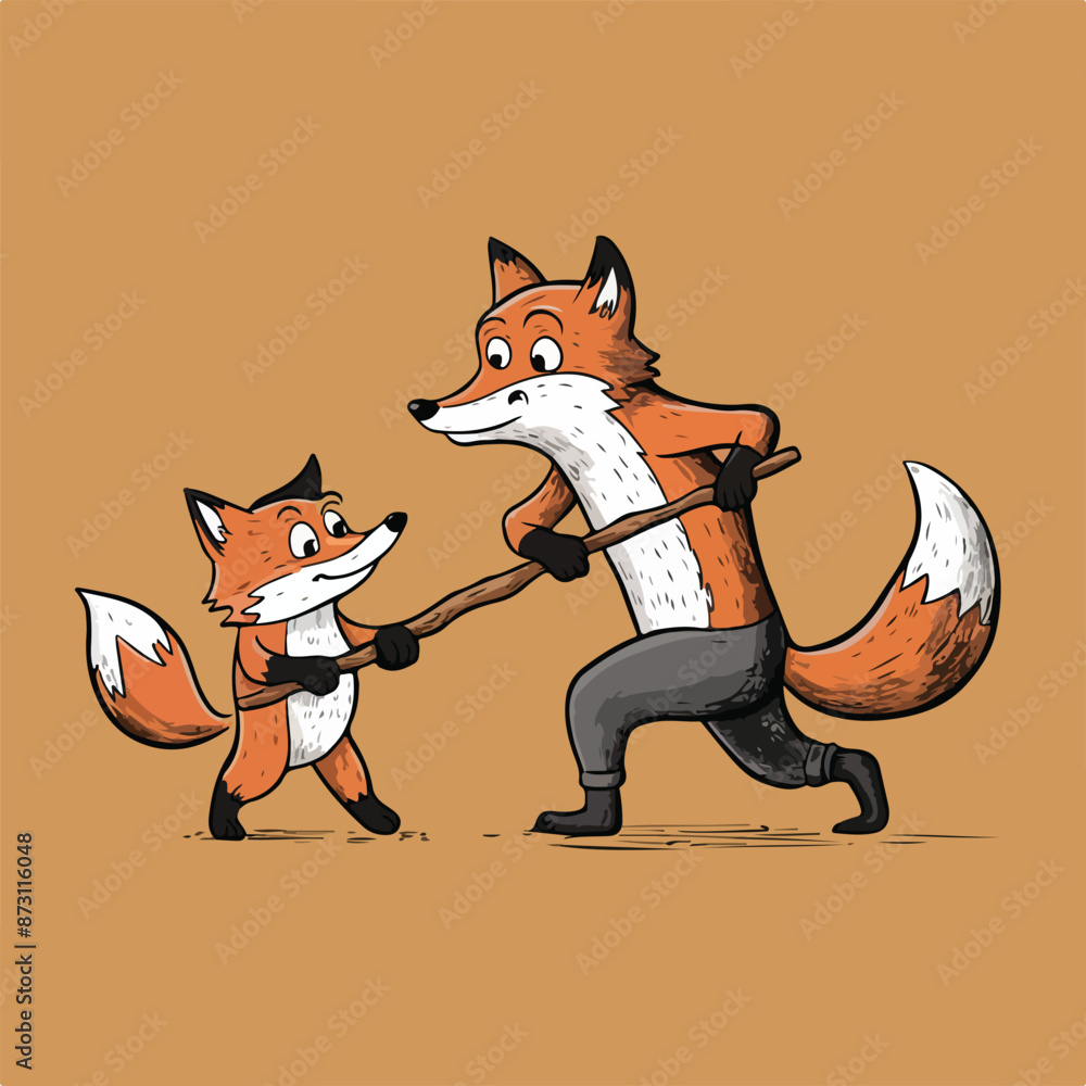 Cartoon letter father disciplining the fox cub Stock Vector | Adobe Stock