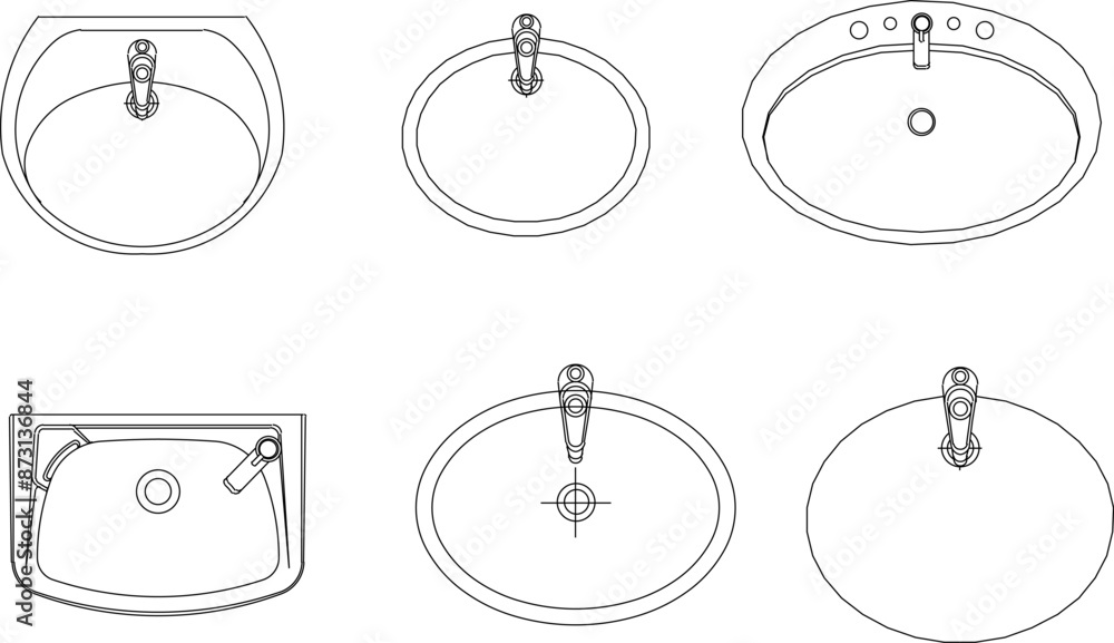 Vector silhouette illustration sketch of detailed design of Sanitary ...