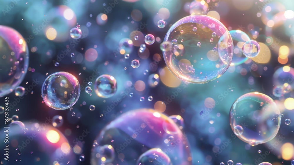 Floating liquid bubbles in various sizes and colors, animated ...