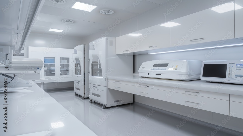 Medical lab with state-of-the-art diagnostic devices, apparatus ...
