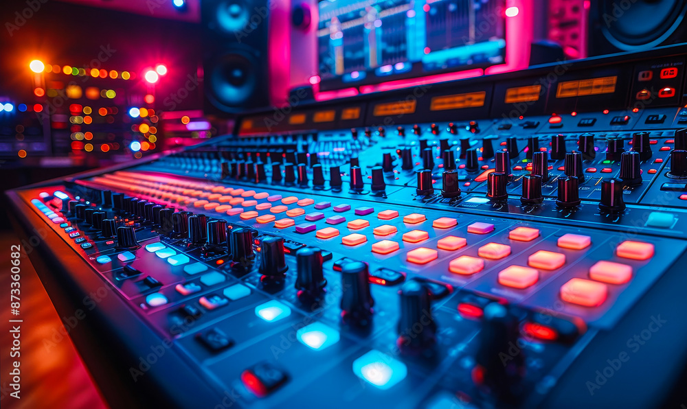 Modern Music Recording Studio Control Desk with DAW Interface ...