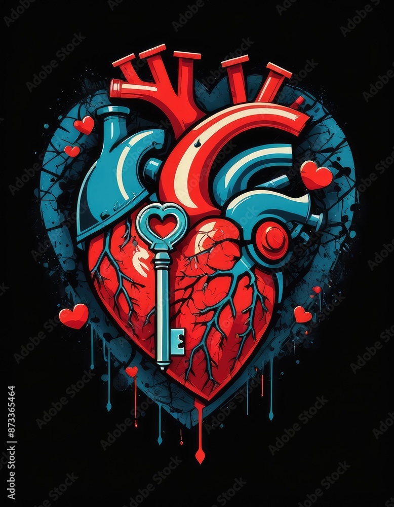 This striking artwork combines anatomical realism with symbolic imagery ...