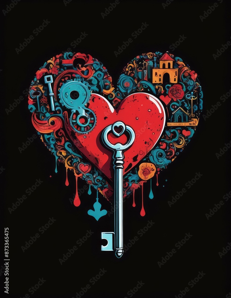 This striking artwork combines anatomical realism with symbolic imagery ...