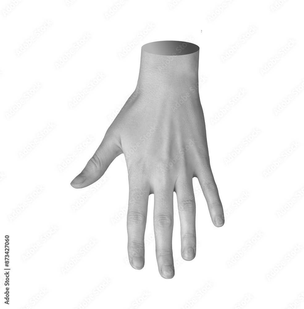 Fingers spreading, dorsal palm side, hand sign isolated on white ...