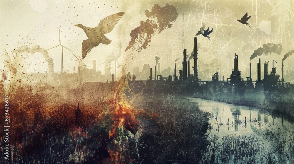 Environmental Impact of Oil Leaks Poster: Wildlife vs. Industrial ...