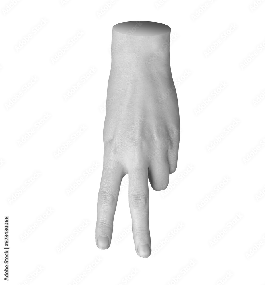 Walking gesture with index and middle fingers, hand sign isolated on white background ...
