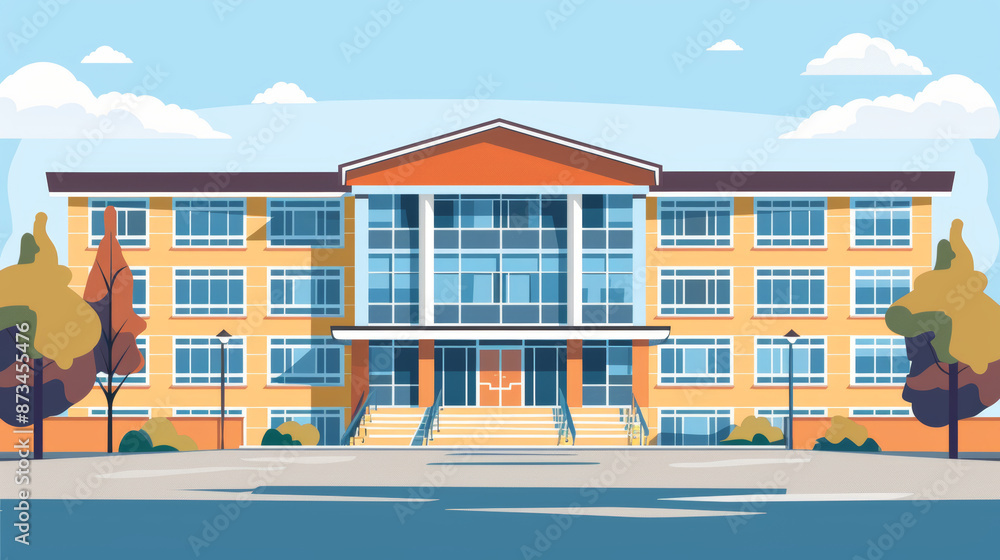 Simple school building design. Vector of school building for designing ...