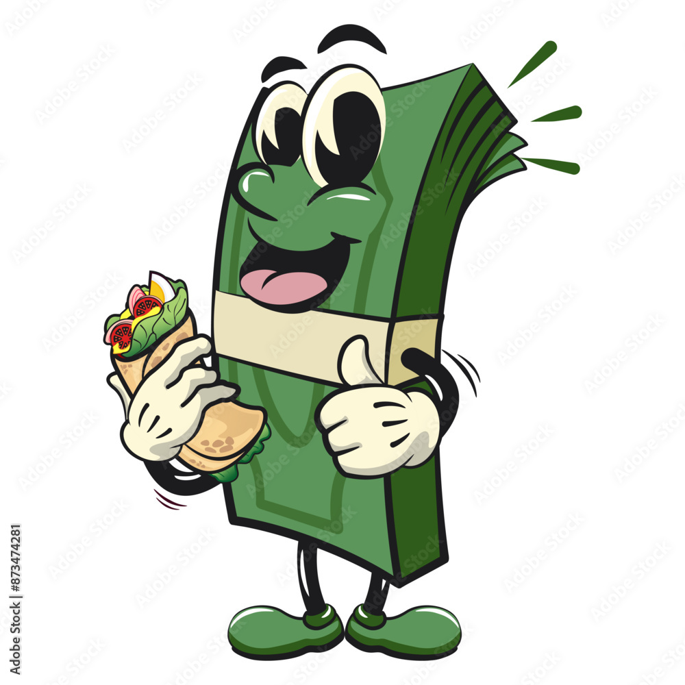 Vector de Stock character of a bundle of cash money cartoon vector ...