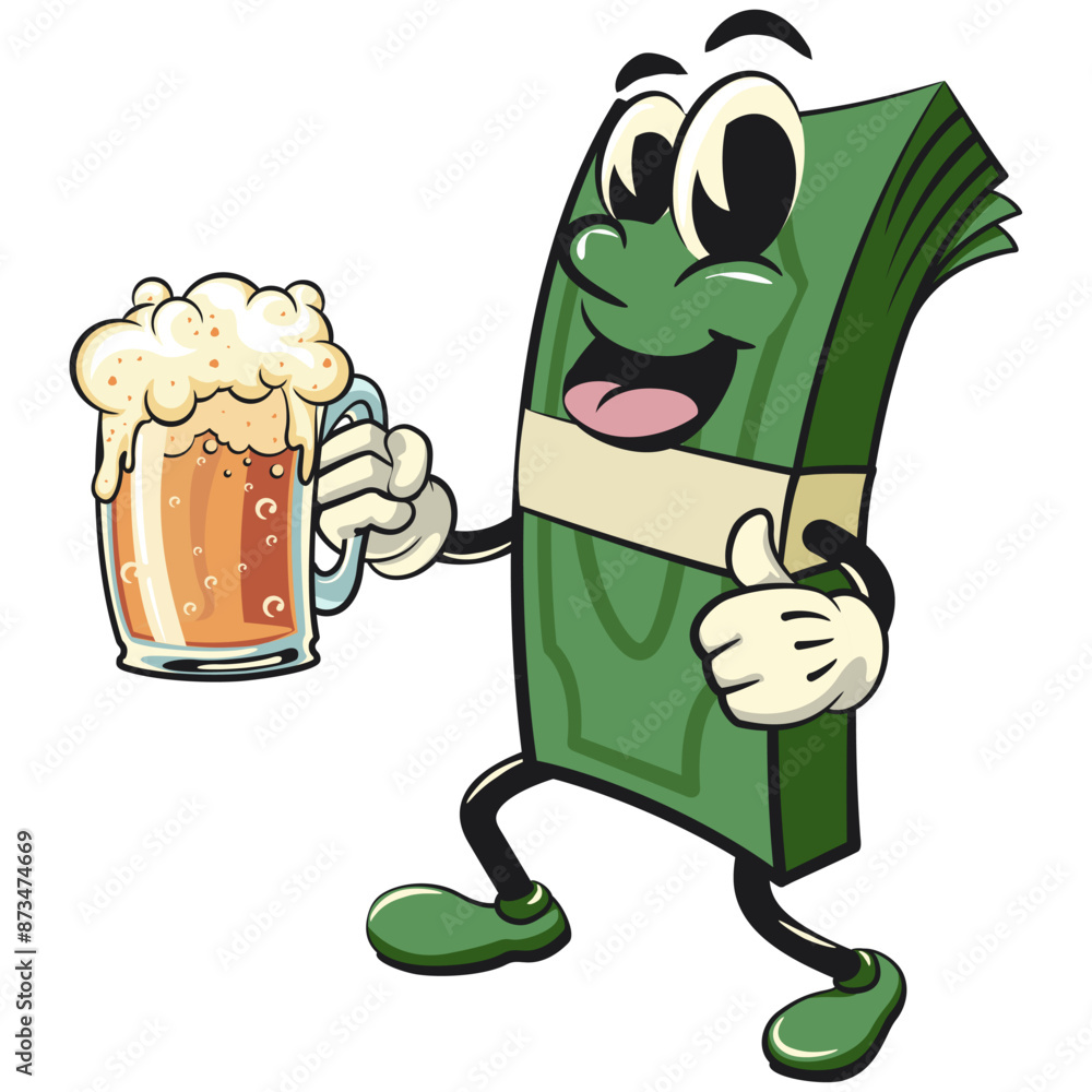 character of a bundle of cash money cartoon vector isolated clip art ...