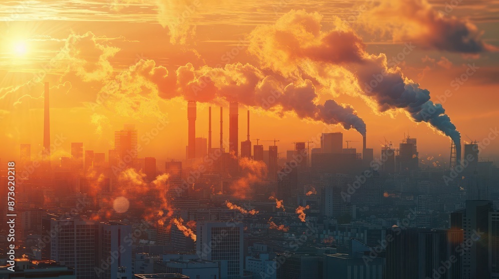 Graphic representation of rising CO2 levels and temperature graphs, Carbon Emission, Climate ...