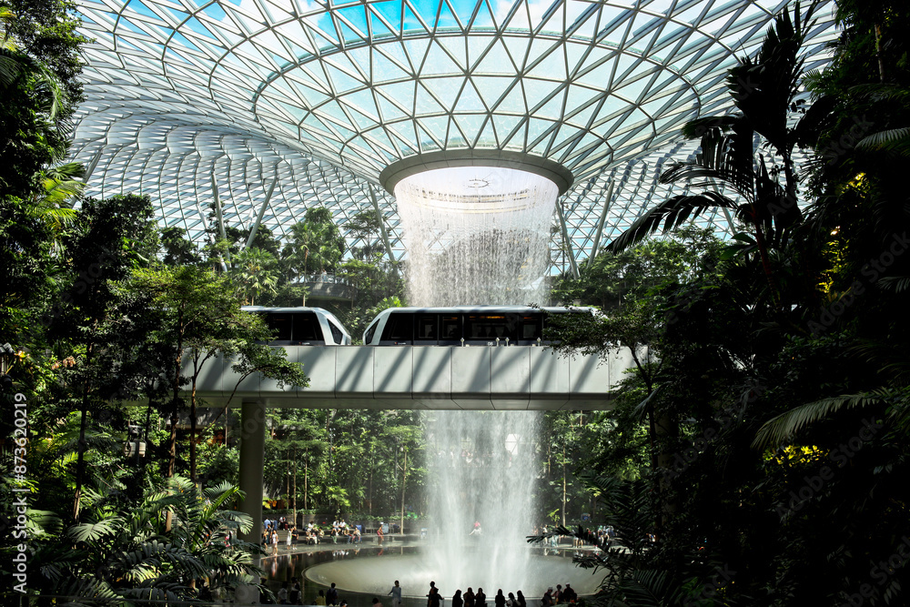 Singapore, June 22th 2024 -Jewel Changi Airport Rain Vortex, The ...