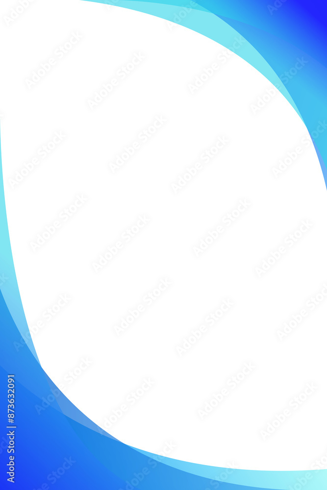 Abstract blue gradient wave corner on white background with negative ...
