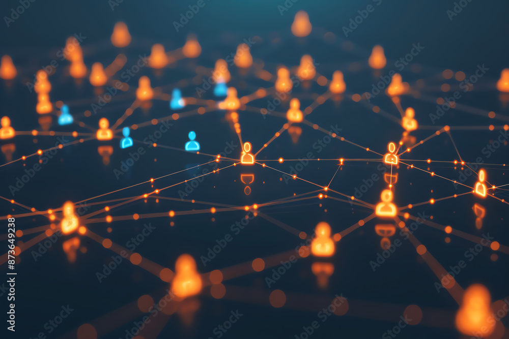 social media icons, global connectivity, modern UI, close up, vibrant ...