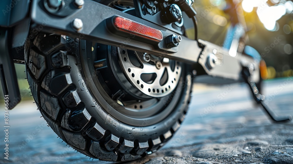 A topdown view of the brake system on an electric scooter showcasing ...