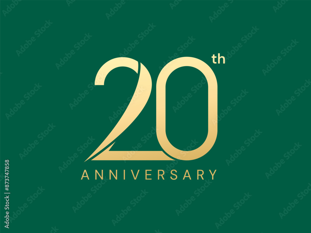 20th Anniversary luxury gold celebration with curved shape in number ...