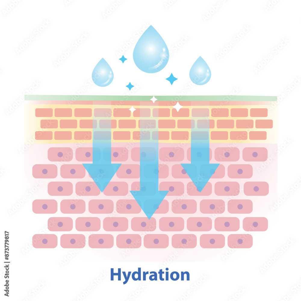 The mechanism of skin hydration vector illustration on white background ...