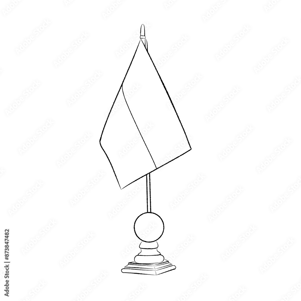 Outline Illustration of mini flag stand with stick. Indonesia coloring ...