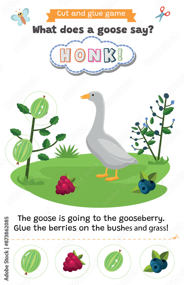 Learning animal sounds. Cut and glue educational children game. What ...