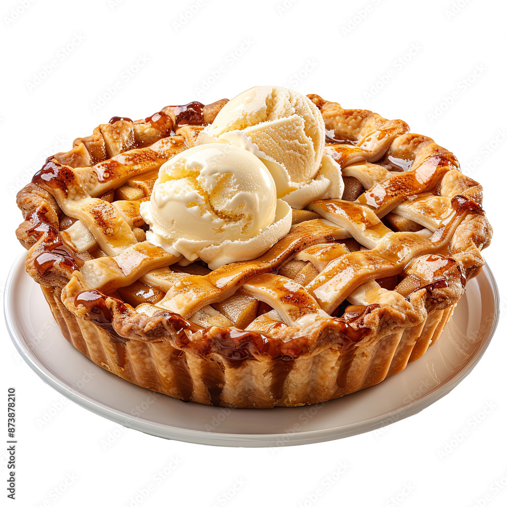 Apple pie with lattice crust topped with vanilla ice cream delicious ...