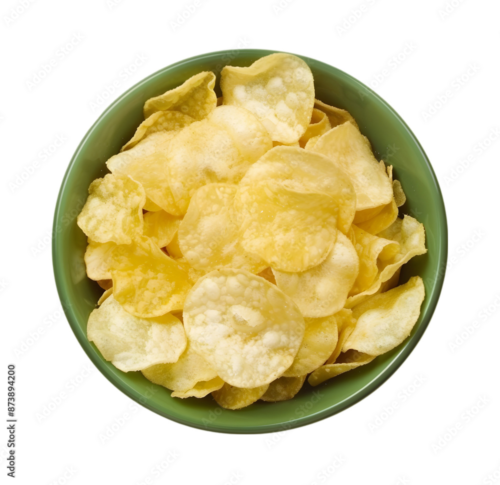 potato chips bowl top view isolated on Transparent background. png ...