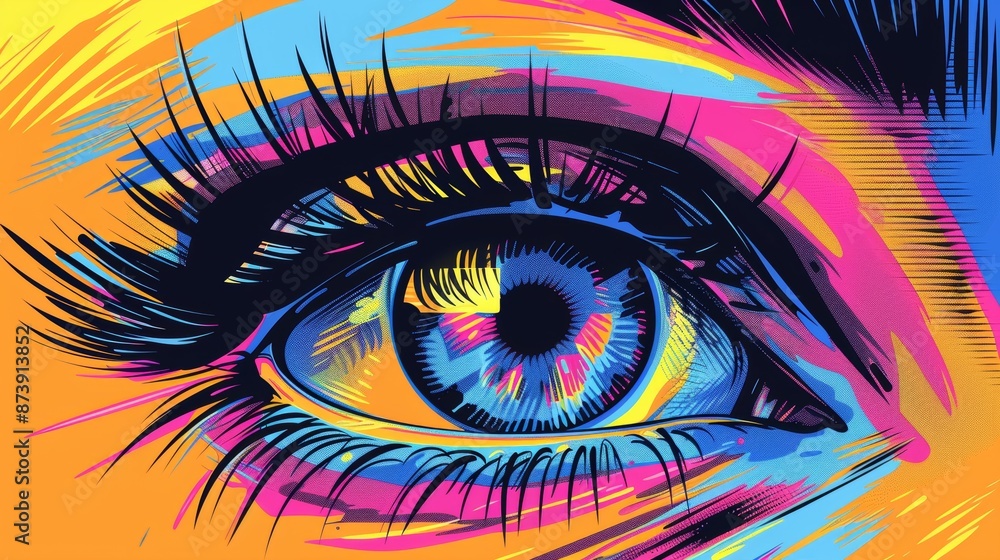 pop art eye illustration, contemporary eye art creation with bold ...