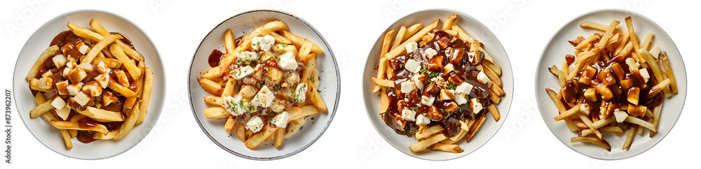 Poutine, top view, isolated, PNG set Stock Photo | Adobe Stock
