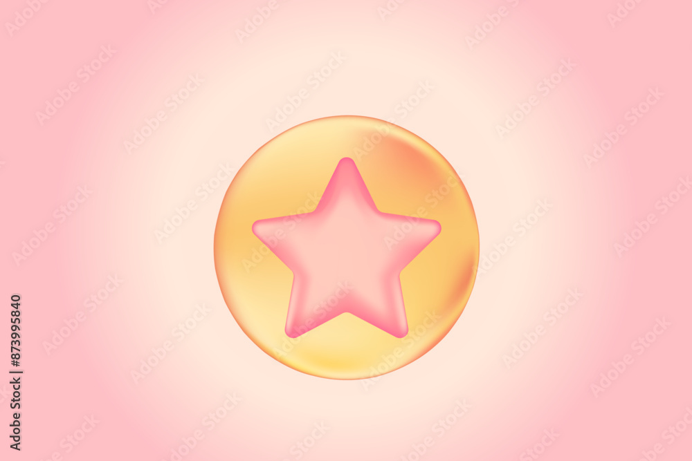 Cute pink star icon. Favorite or best icon with yellow, gold bubble ...