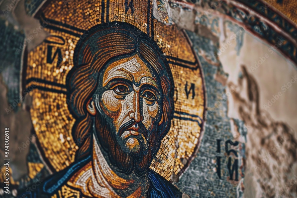 Byzantine Mosaic: Ancient Religious Art Featuring Jesus Christ in Hagia ...