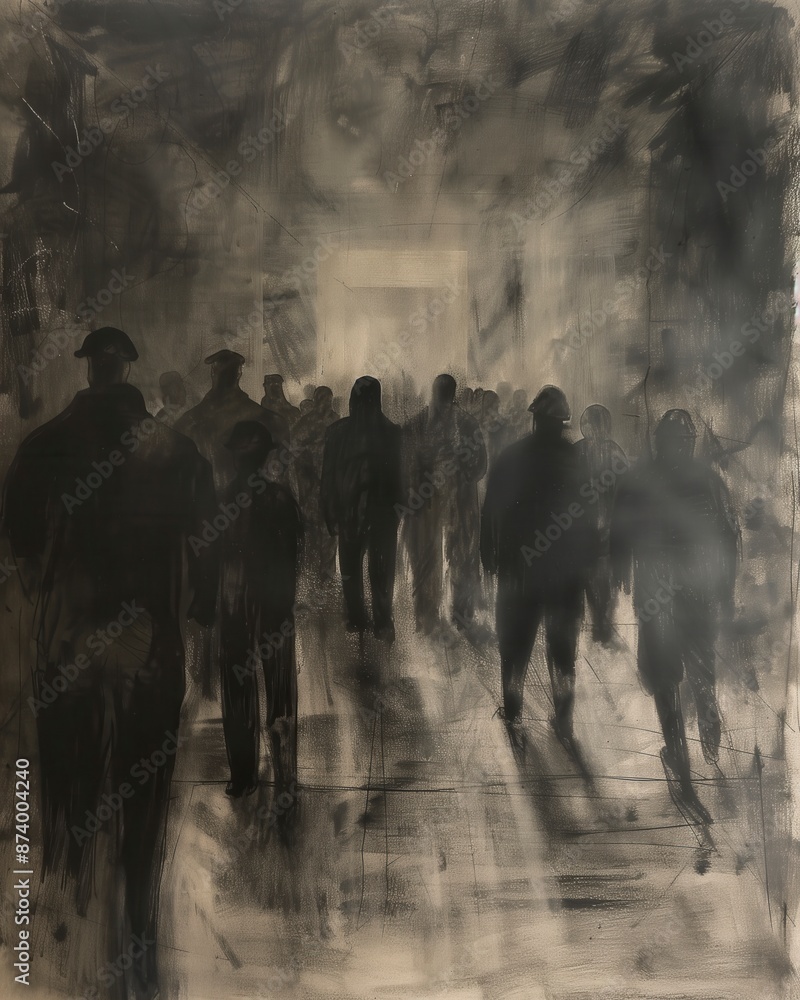 Graphite and style chalk drawing depicting a World War II prisoner of ...