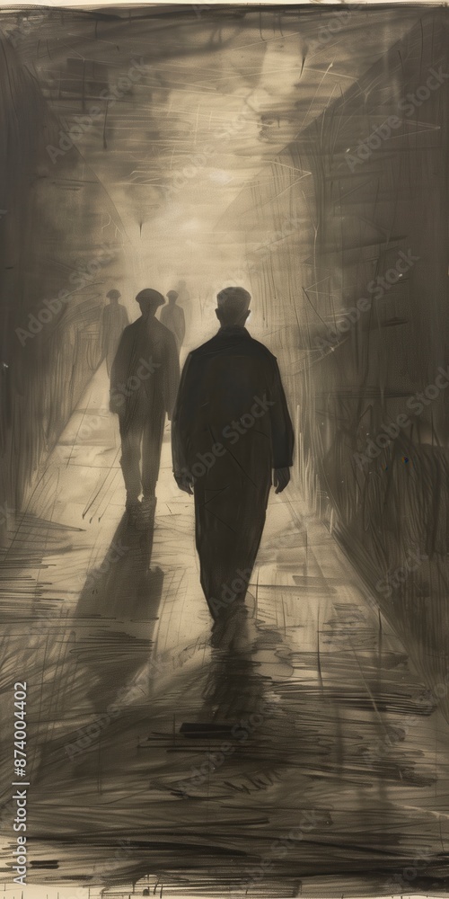 Graphite and style chalk drawing depicting a World War II prisoner of ...