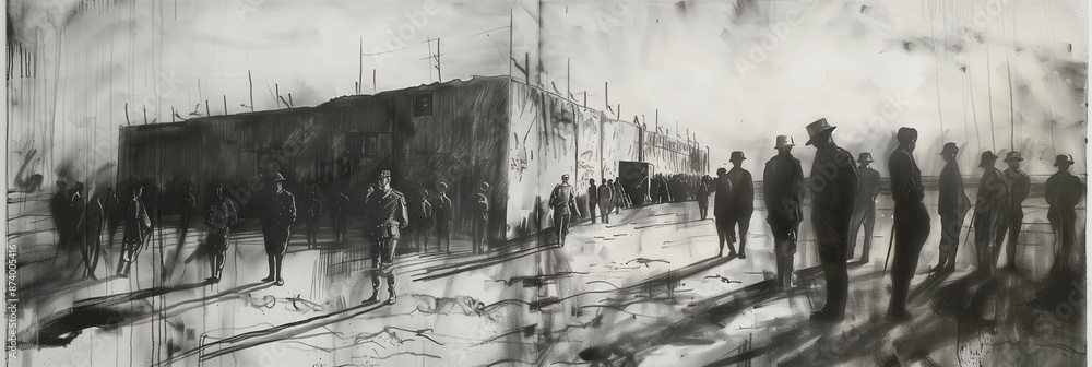 Graphite and style chalk drawing depicting a World War II prisoner of ...