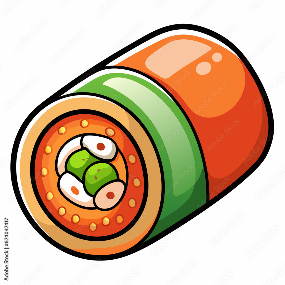 asian roll clipart cartoon Illustration drawing Stock Vector | Adobe Stock