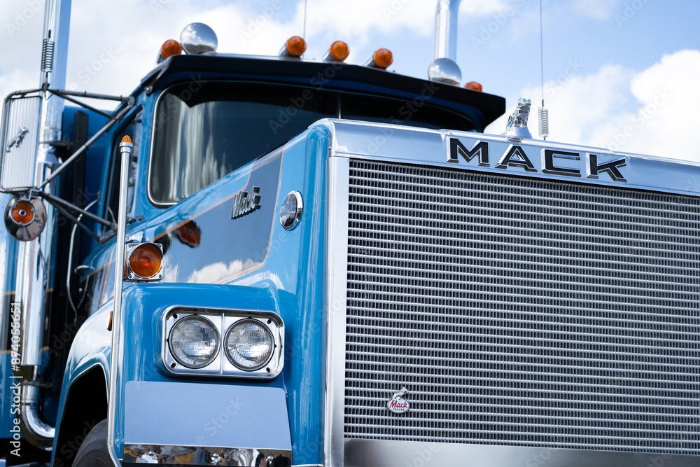 Mack Super-Liner truck. American heavy-duty vehicle for transporting ...